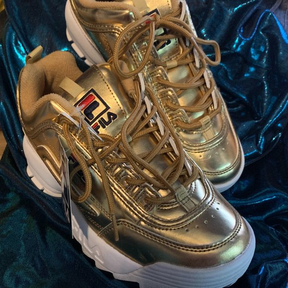 Fila | Shoes | Fila Disruptor Metallic Gold Tennis Shoes | Poshmark